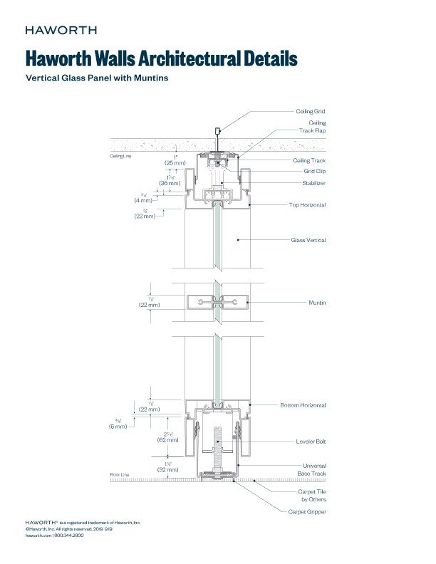 Vertical Glass Panel with Muntins | Details Page | Haworth