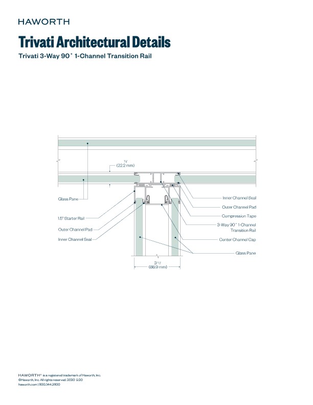 3-Way 90 - 1-Channel Transition Rail | Details Page | Haworth