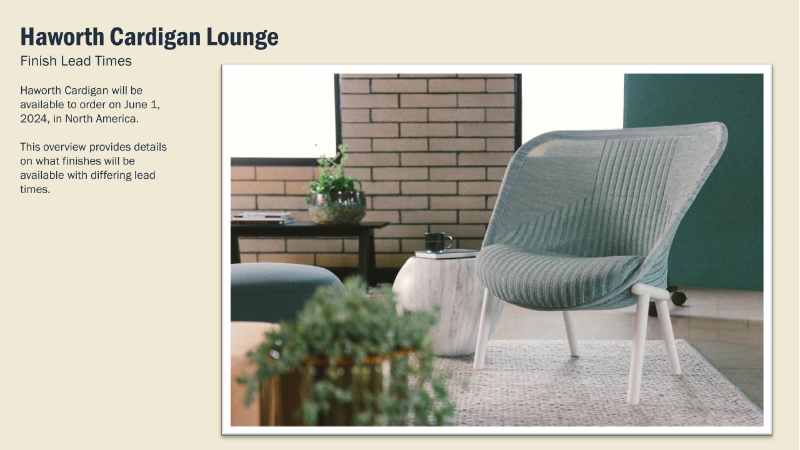 Haworth Cardigan Finish Lead Time Guide | Details Page | Haworth