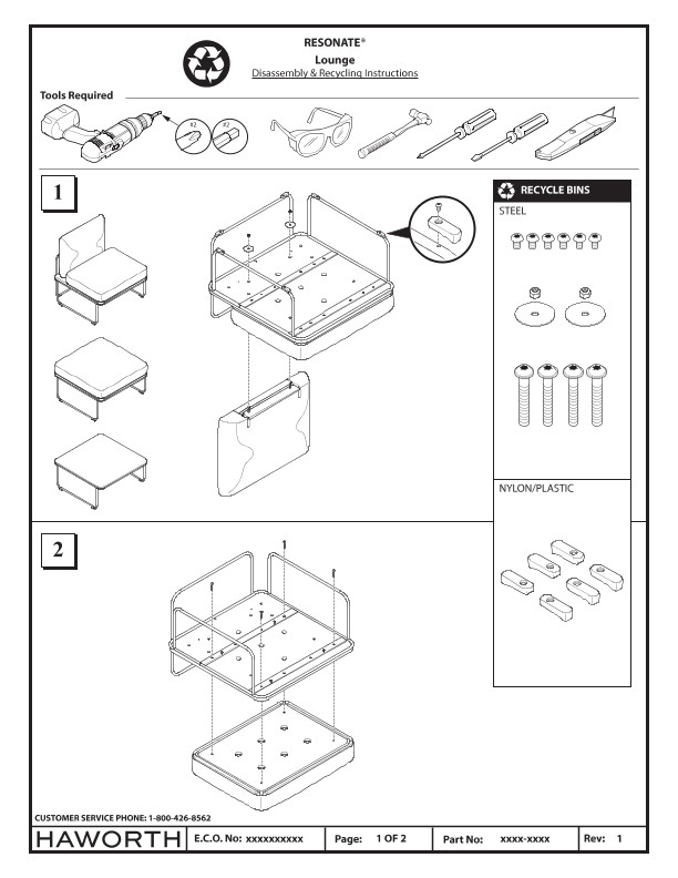 Resonate Lounge Recycling Instructions | Details Page | Haworth