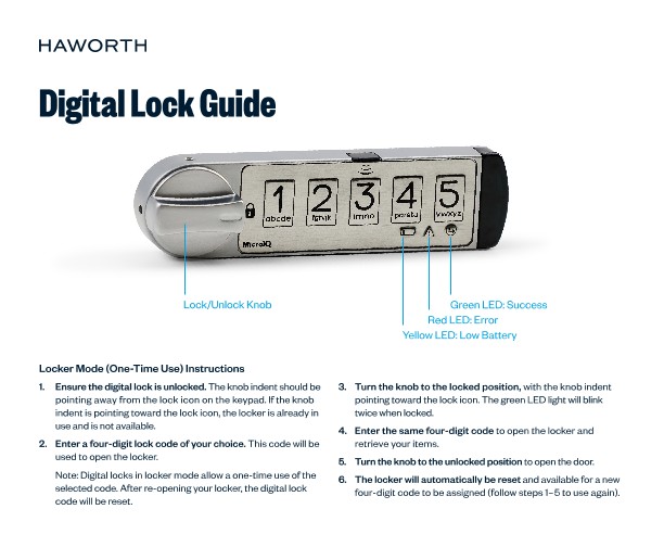 Digital Lock Guide | Details Page | Haworth