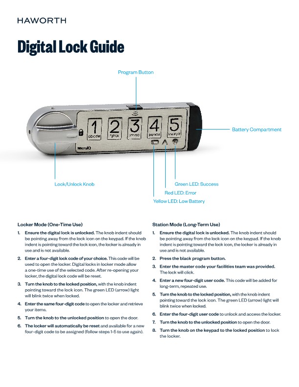 Digital Lock Guide - Showrooms | Details Page | Haworth