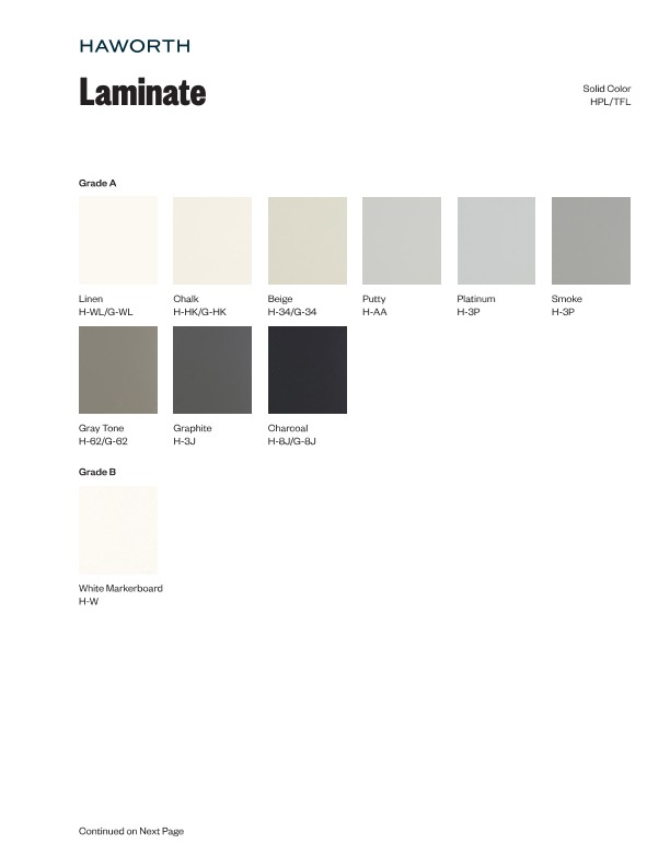 Laminate Statement of Line Card | Details Page | Haworth
