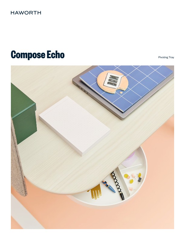 Compose Echo Pivoting Tray Product Sheet | Details Page | Haworth