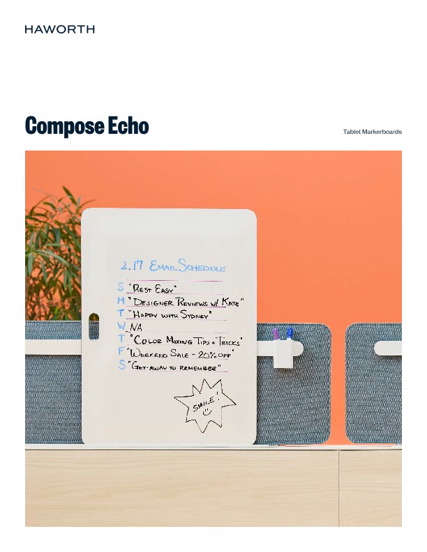Compose Echo Tablet Markerboards Product Sheet | Details Page | Haworth