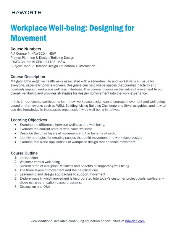 Workplace Well-Being: Designing for Movement | File details | Haworth