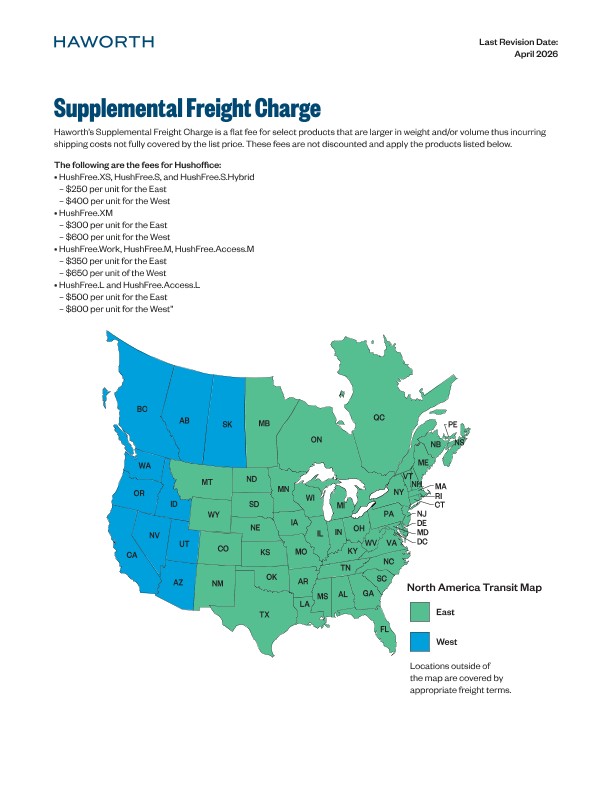 Haworth Supplemental Freight Charges | Details Page | Haworth
