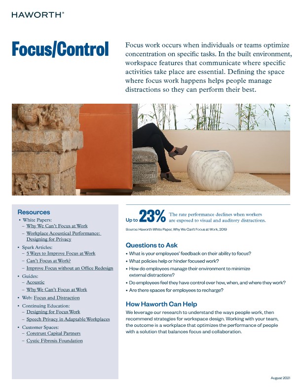 Organic Workspace Focus/Control | Details Page | Haworth