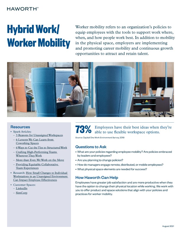 Organic Workspace Hybrid Work/Worker Mobility | Details Page | Haworth