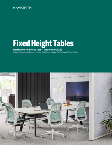Tables - Fixed Height NA Price List December 2025 | Details Page | Haworth