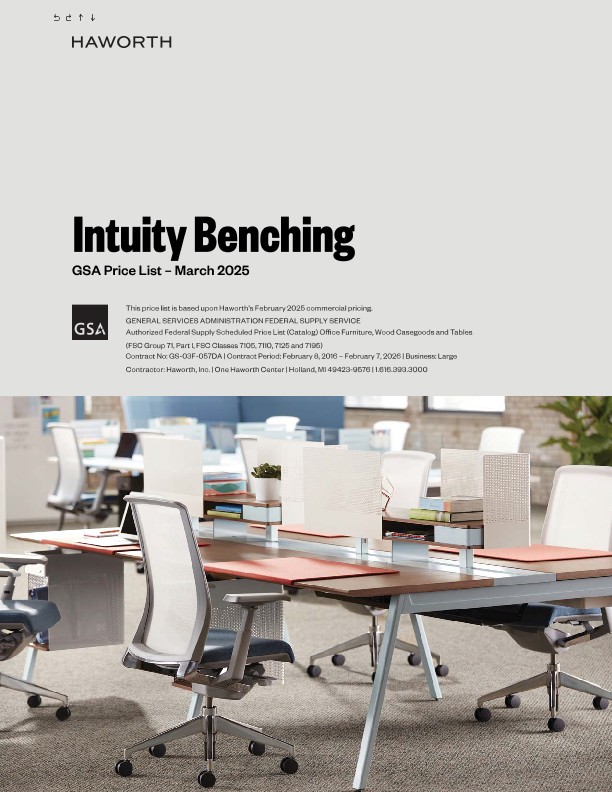 Intuity Benching GSA Price List March 2025 | Details Page | Haworth