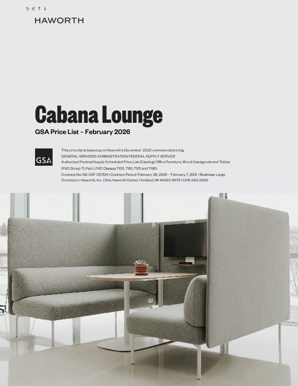 Cabana Lounge GSA Price List February 2026 | Details Page | Haworth