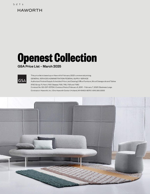 Openest Collection GSA Price List March 2025 | Details Page | Haworth