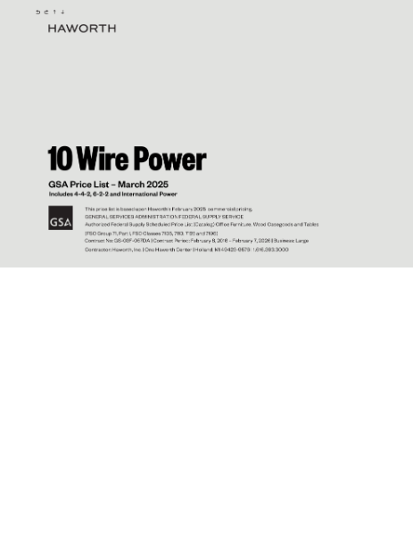 10 Wire Power GSA Price List March 2025 | Details Page | Haworth
