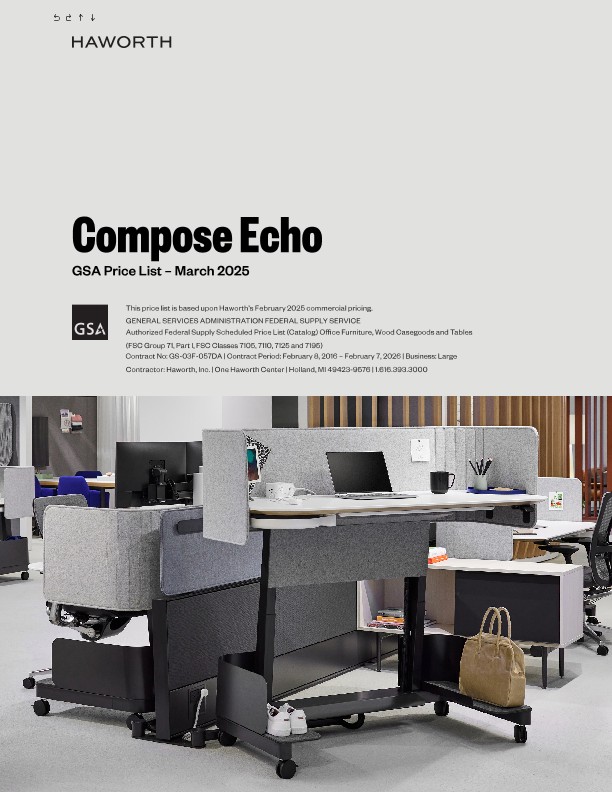 Compose Echo GSA Price List March 2025 | Details Page | Haworth