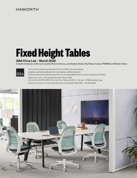 Tables - Fixed Height GSA Price List March 2025 | Details Page | Haworth