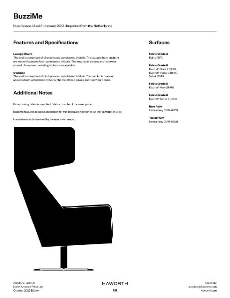 BuzziMe Seating Price Pages | Details Page | Haworth