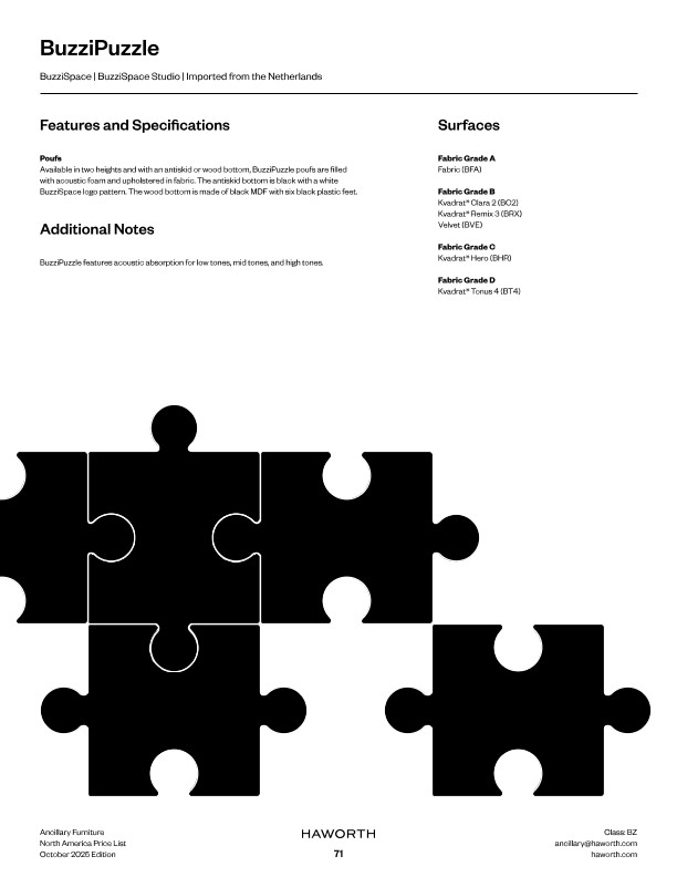 BuzziPuzzle Seating Price Pages | Details Page | Haworth