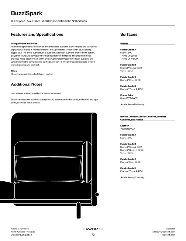 BuzziSpark Seating Price Pages | Details Page | Haworth