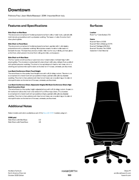 Downtown Seating Price Pages | Details Page | Haworth