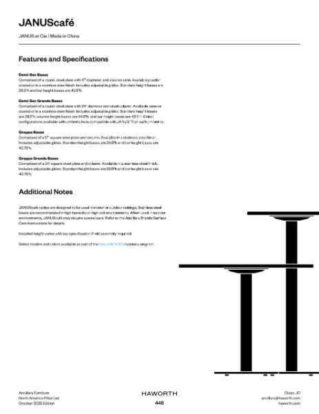 JANUScafe Tables Price Pages | Details Page | Haworth