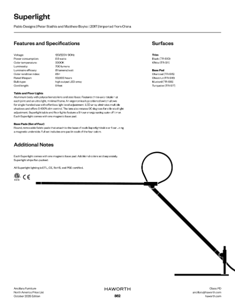 Superlight Lighting Price Pages | Details Page | Haworth