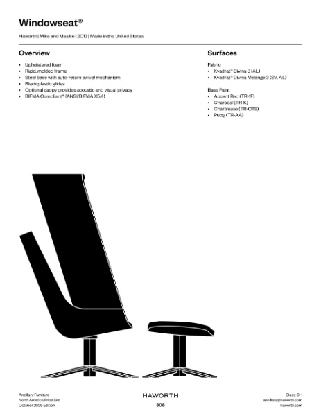 Windowseat Seating Price Pages | Details Page | Haworth