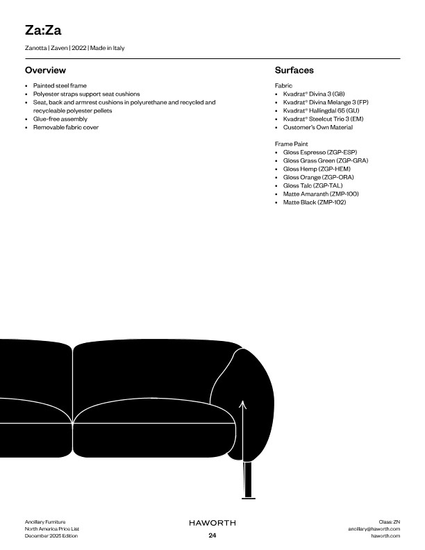 ZaZa Price Pages | Details Page | Haworth