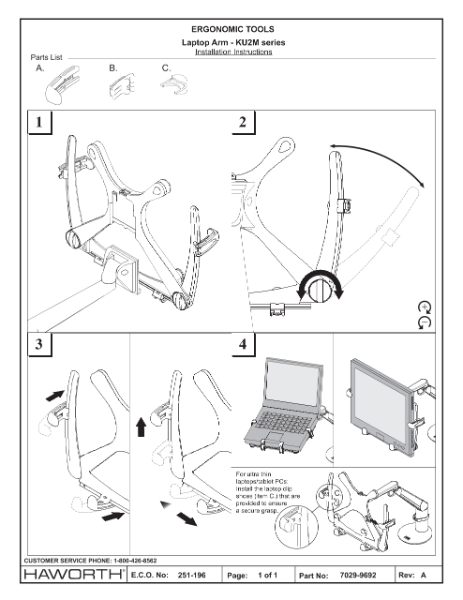 Ergonomic Tools - Laptop Arm KU2M Series - Installation | Details Page ...