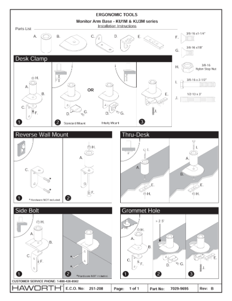 Ergonomic Tools - Monitor Arm Base KU1M and KU3M Series - Installation ...