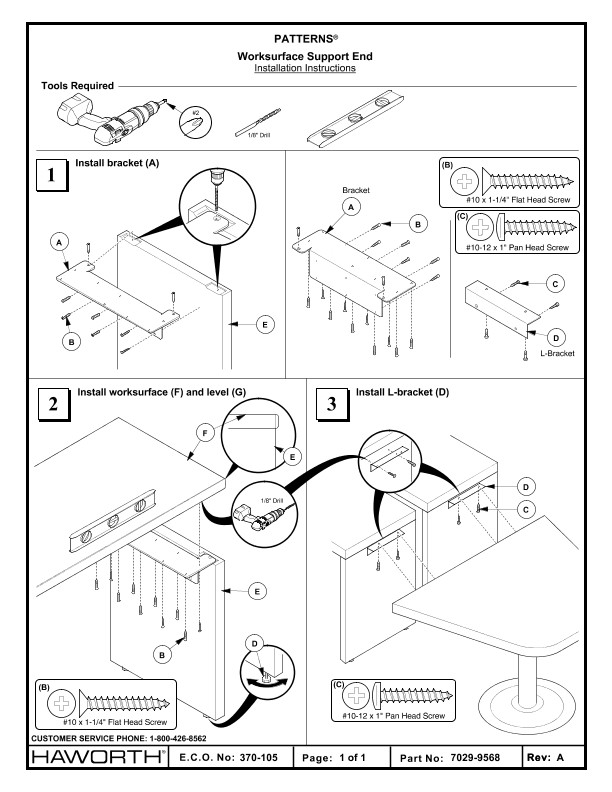 Patterns - Worksurface Support End - Installation | Details Page | Haworth