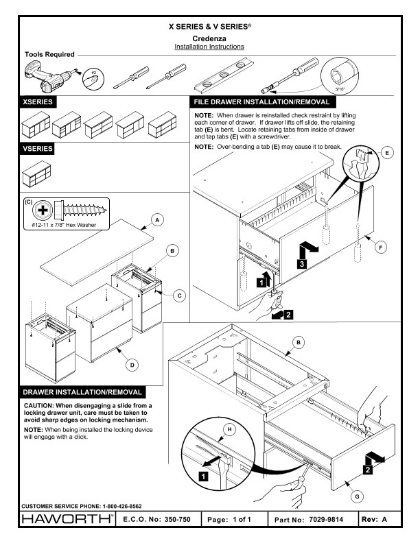X Series/V Series - Credenza - Installation | Details Page | Haworth