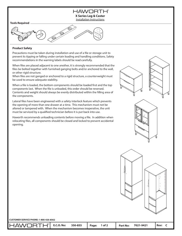 X Series - Leg and Casters - Installation | Details Page | Haworth