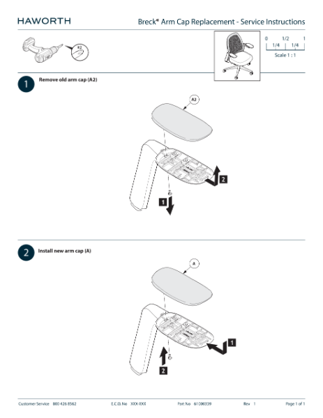 Breck Arm Cap Replacement - Service Instructions | Details Page | Haworth