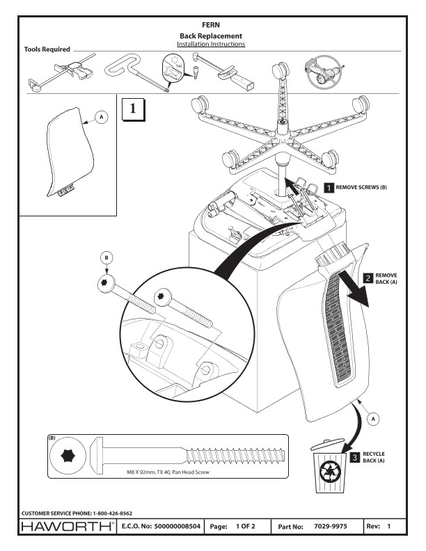 Fern - Back Replacement - Service Instructions | Details Page | Haworth