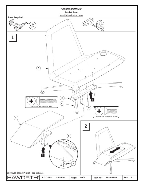 Harbor Work Lounge - Tablet Arm - Installation | Details Page | Haworth
