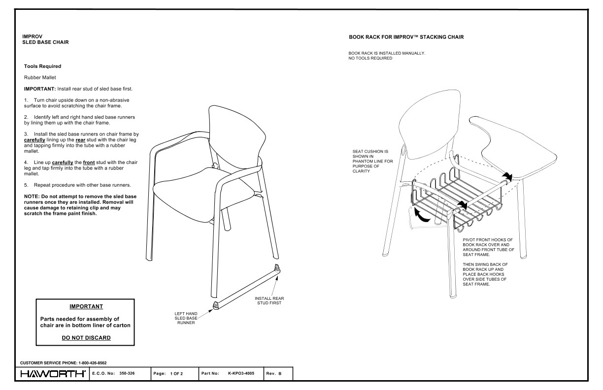 Improv - Sled Base Chair and Book Rack for Stacking Chair ...