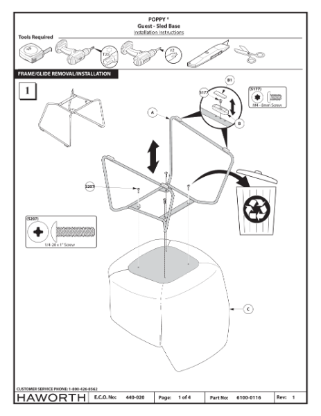 Poppy - Guest - Sled Base Instructions | Details Page | Haworth