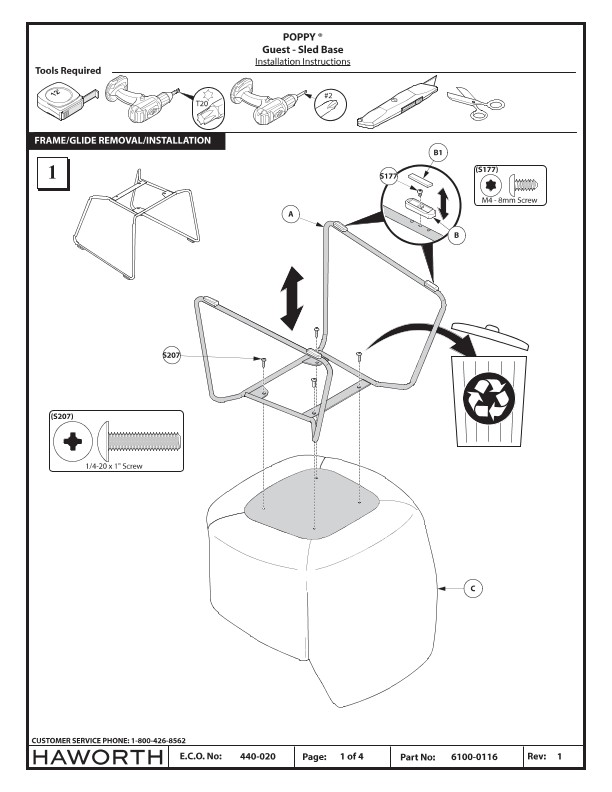Poppy - Guest - Sled Base Instructions | Details Page | Haworth