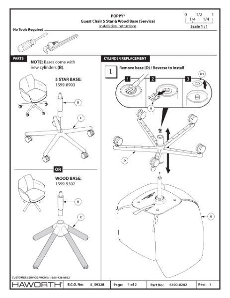 Poppy - Guest Chair 5 Star & Wood Base (Service) | Details Page | Haworth