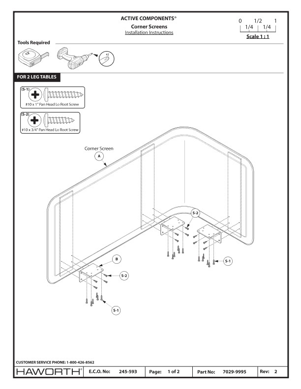 Active Components - Corner Screen - Installation | Details Page | Haworth