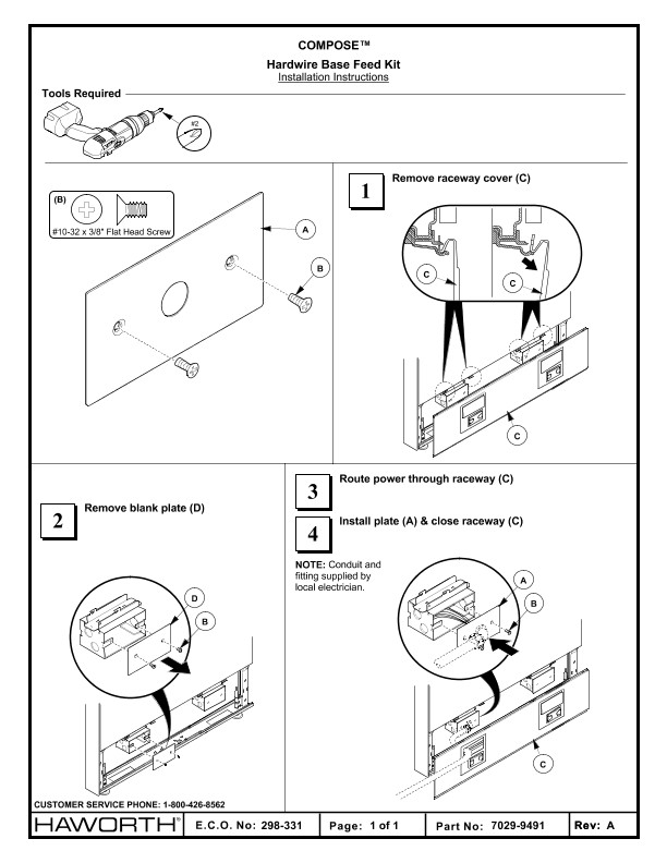Compose - Hardwire Base Feed Kit - Installation | Details Page | Haworth