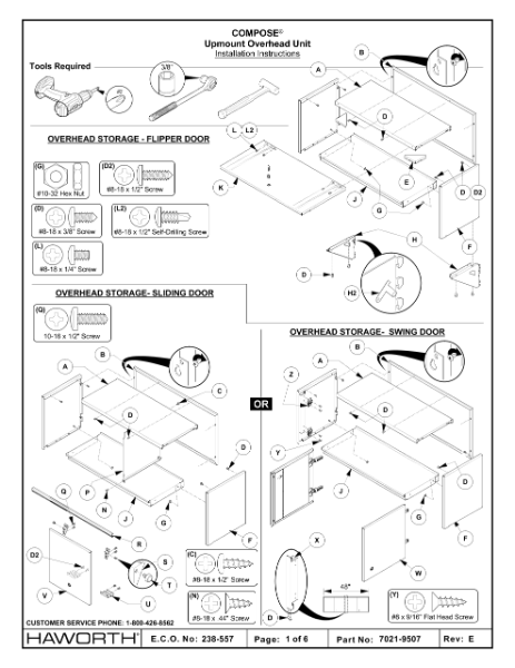 Compose - Upmount Overhead Unit - Installation | Details Page | Haworth