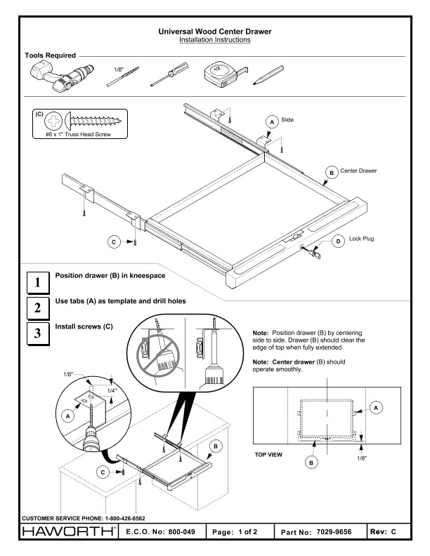 Universal Wood Center Drawer - Installation | Details Page | Haworth