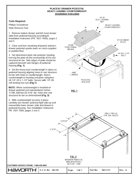 PLACES - Drawer Pedestal Heavy Loading Counterweight - Installation ...