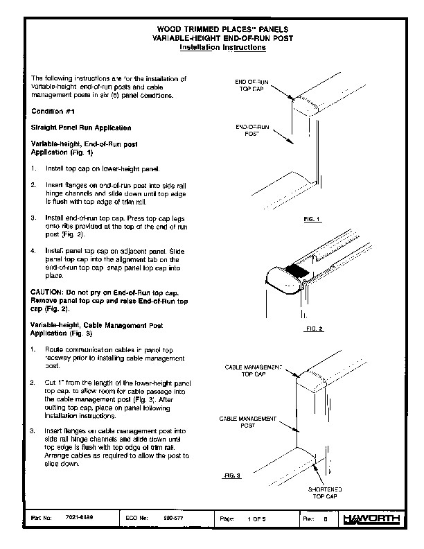 PLACES - Panels Variable Height End of Run Post - Installation ...