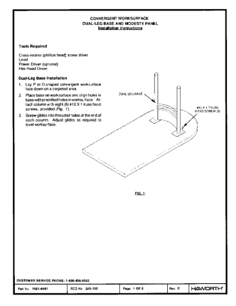 Convergent Worksurface Dual-Leg Base and Modesty Panel - Installation ...