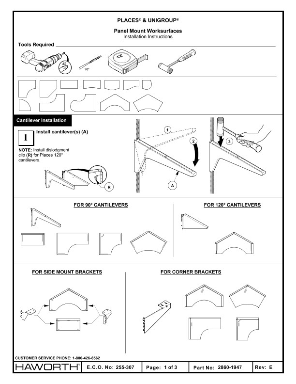 PLACES/UniGroup - Panel Mount Worksurfaces - Installation | Details ...