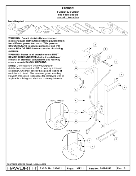 PREMISE - 3 and 6 Circuit Top Feed Module - Installation | Details Page ...