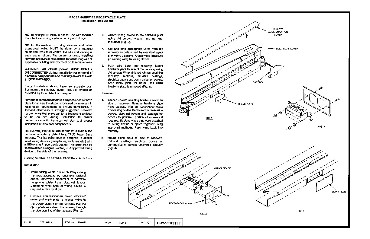 RACE - Hardwire Receptacle Plate - Installation | Details Page | Haworth